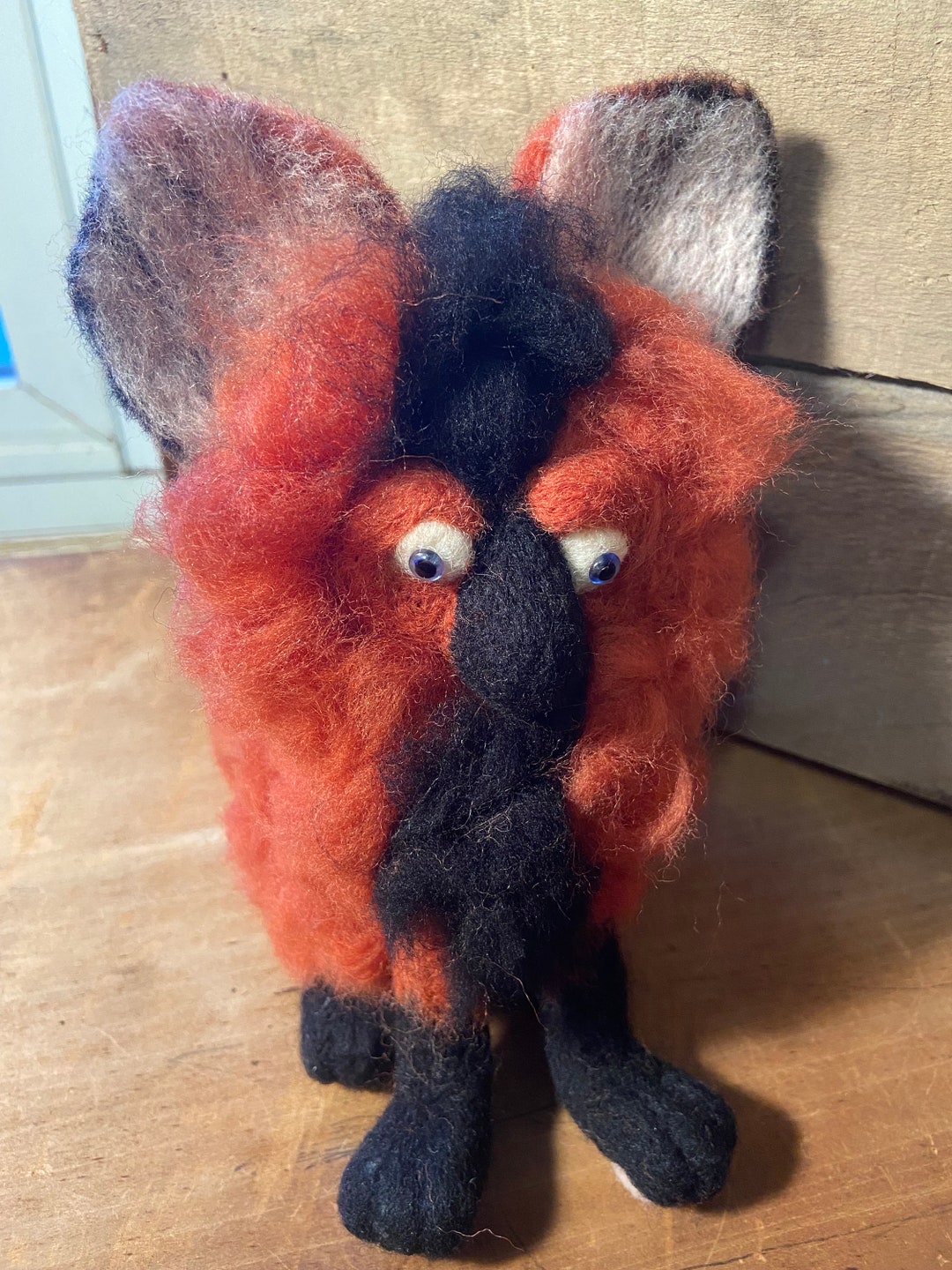 Fuzzy Creature | Needle Felted Animal | Orange and Black | Minature ...