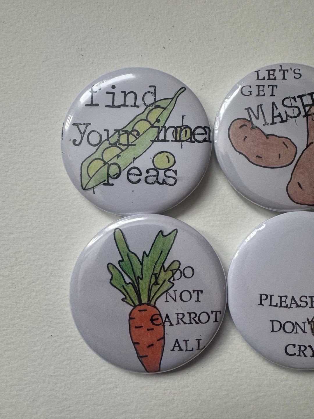 Pinback Buttons Vegetable Puns Silly Buttons Small Gift Stocking ...