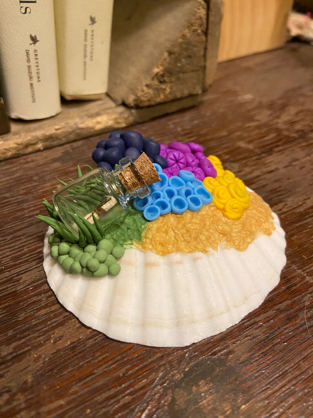 Coral and Sea Shell Miniature | Underwater Coral | Polymer Clay Coral ...