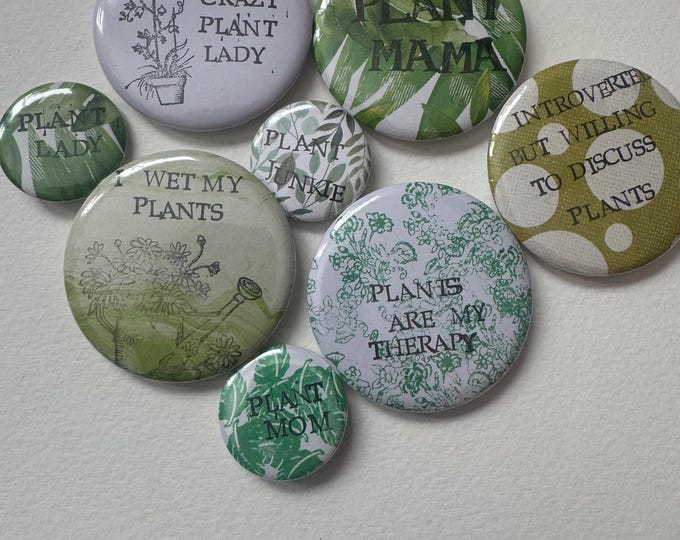 Plant Pins | Handmade Buttons | Plant Mom | Set of Buttons | Plant Gift ...