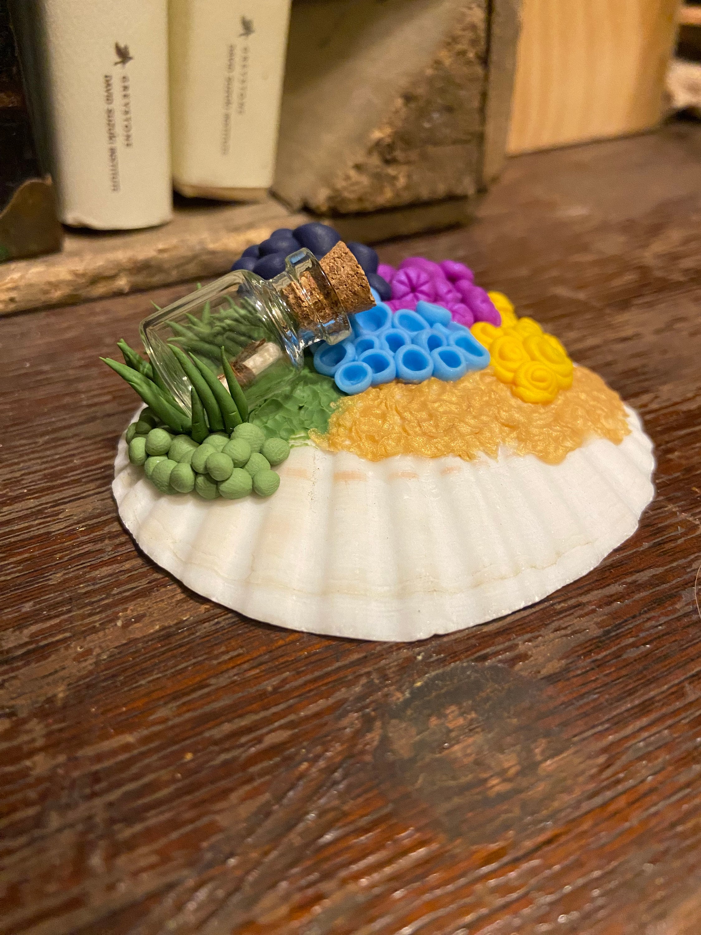 Coral and Sea Shell Miniature | Underwater Coral | Polymer Clay Coral ...