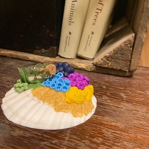 Coral and Sea Shell Miniature | Underwater Coral | Polymer Clay Coral ...