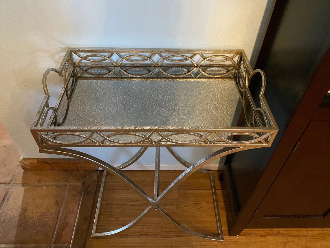 SOLD Gold Butler Bar Cart W/ Crystal Decanters - Etsy