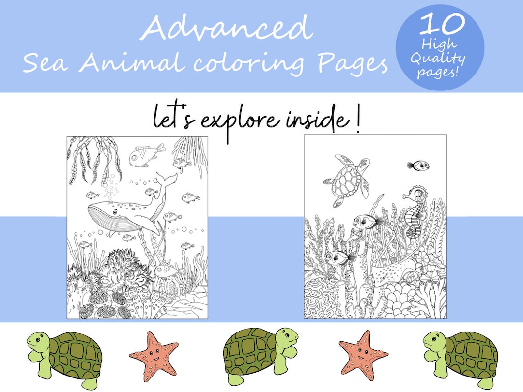 Printable Ocean Colouring Pages, Sea Animals, PDF Coloring Pages - Etsy