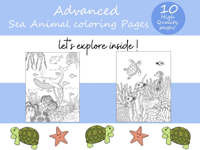 Printable Ocean Colouring Pages, Sea Animals, PDF Coloring Pages - Etsy
