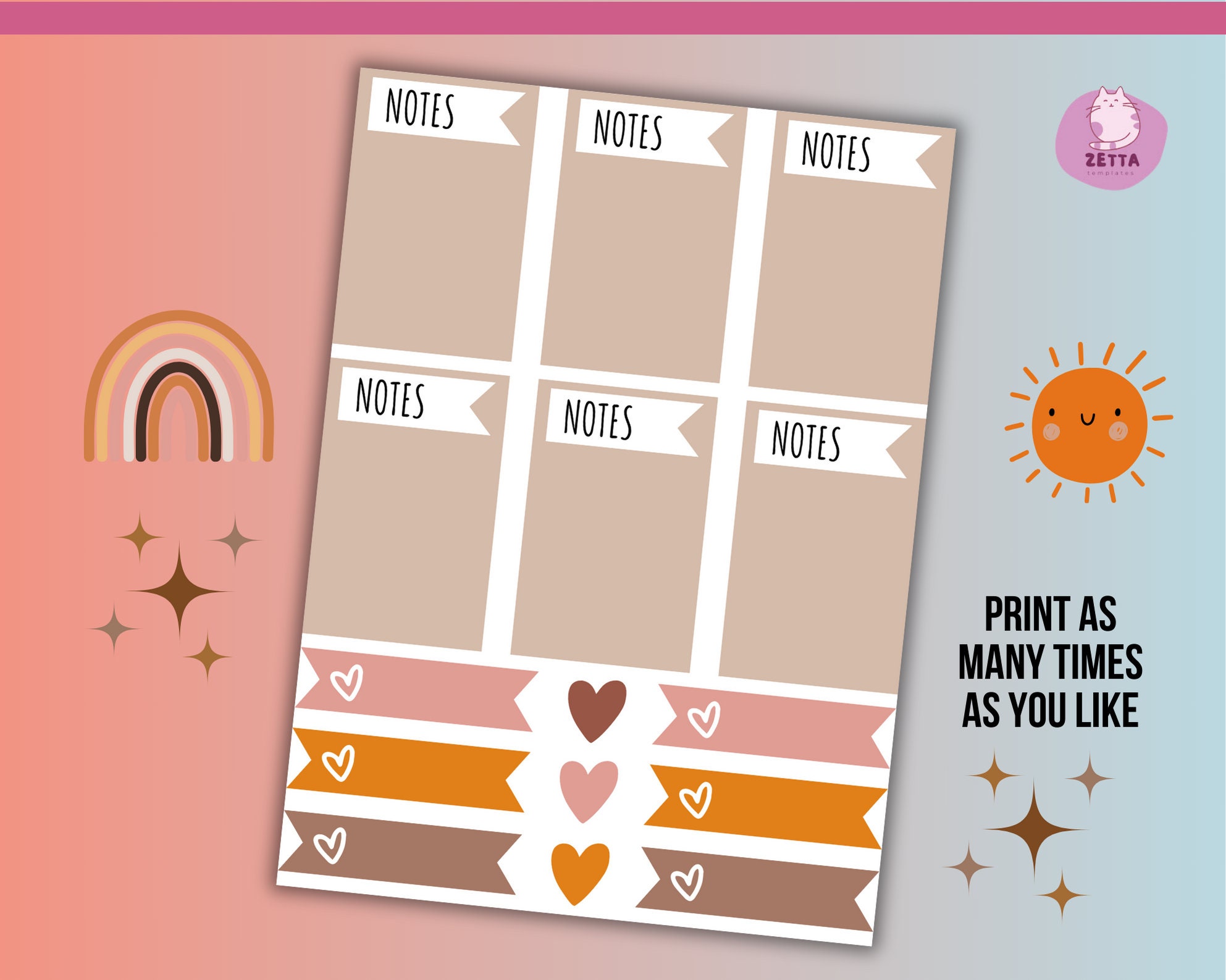 CANVA Editable Planner Sticker Templates Editable Canva Stickers Cute ...