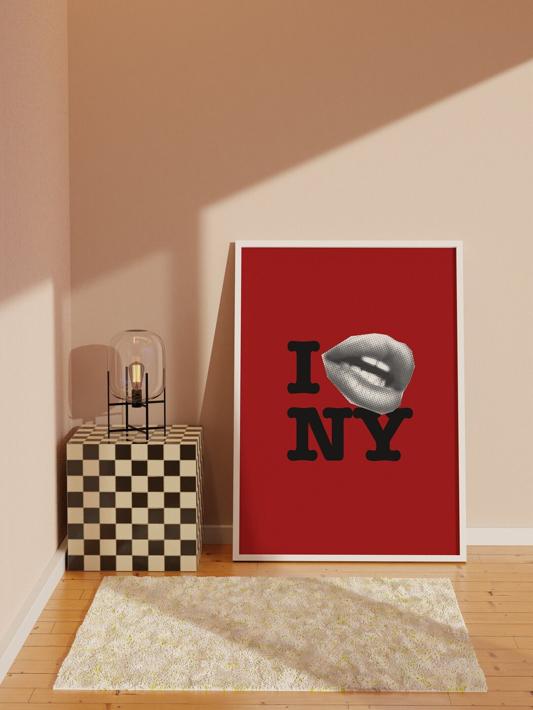 Modern i Love Ny Print, Contemporary New York Poster, Red i 3 Ny Art, Minimalist NYC Lips Wall ...