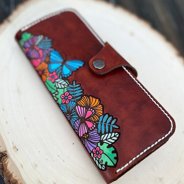 Hand Painted Leather Women Wallet - Etsy
