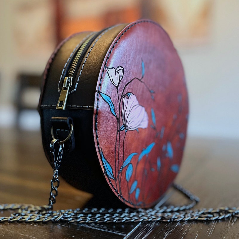 Round Leather Bag - Etsy
