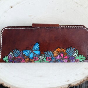 Handmade Women's Leather Wallet With Hand Painted Flowers and ...
