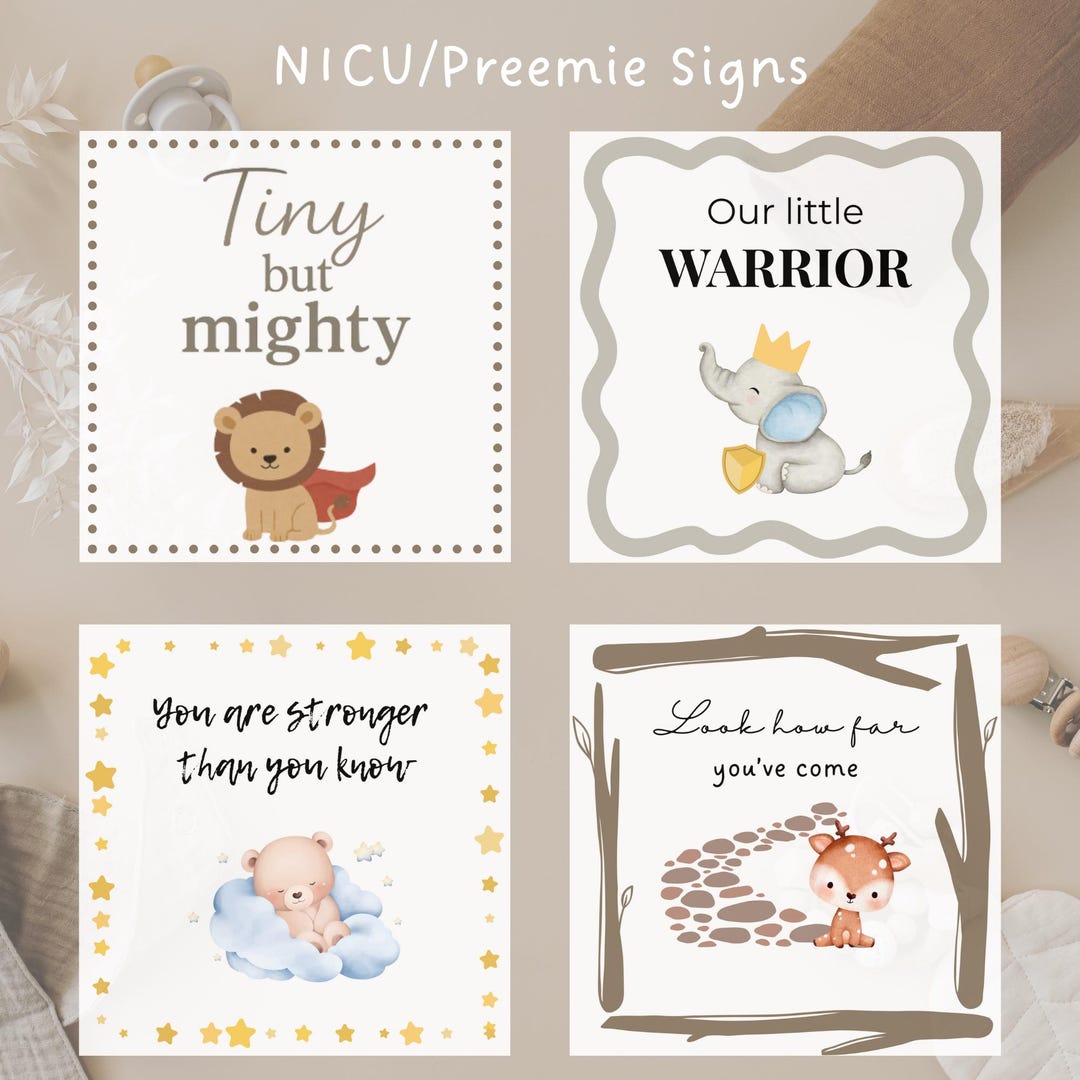 NICU Printable Signs | Baby Animal Prints | NICU Encouragement Signs ...