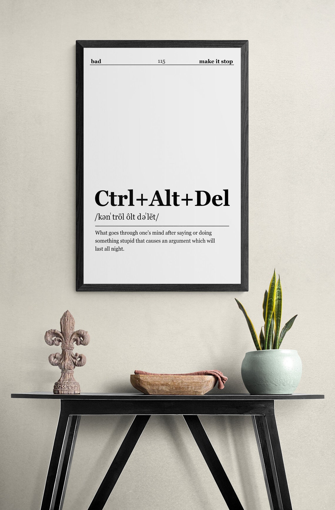 Ctrl Alt Del Definition Art Print Funny Minimalist Poster for Digital ...