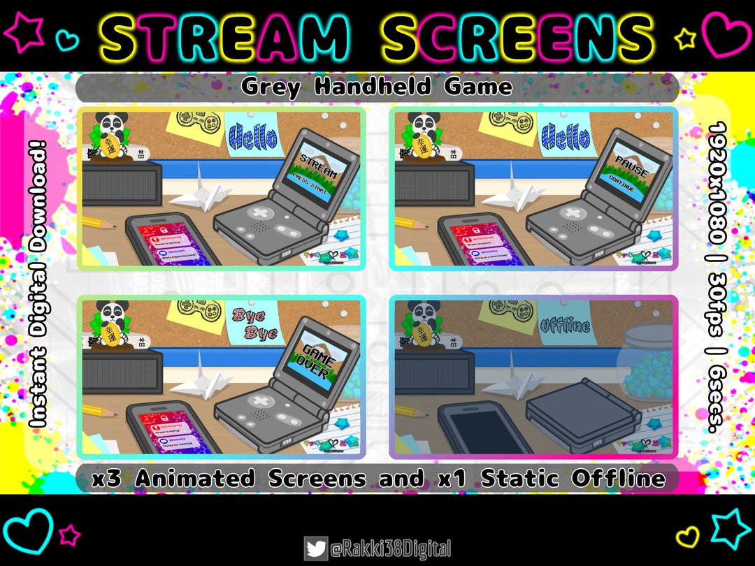 Animated Grey Handheld Game Stream Screens - Etsy