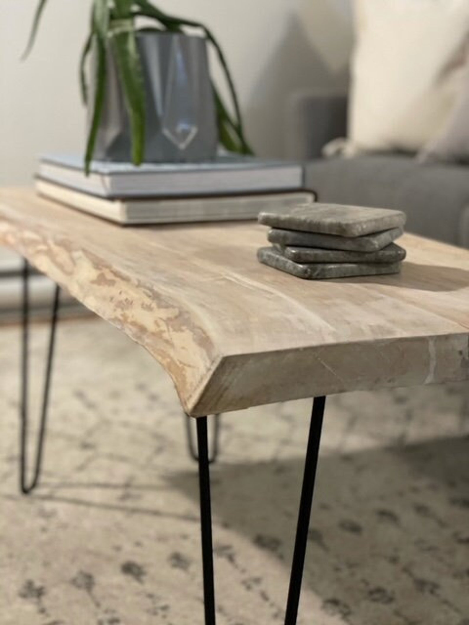 Live Edge Coffee Table Whitewashed - Etsy