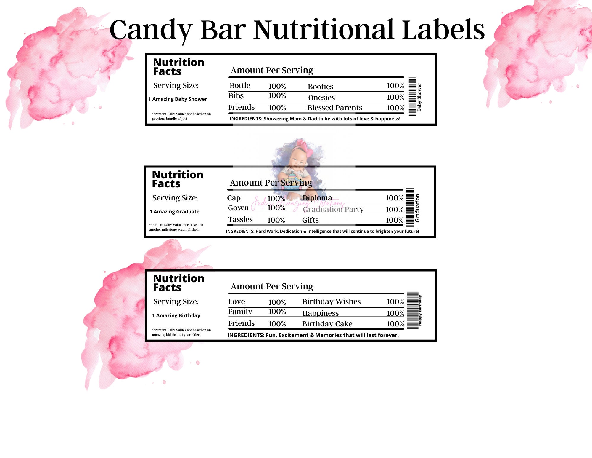 Candy Bar Nutritional Facts Trio - Etsy
