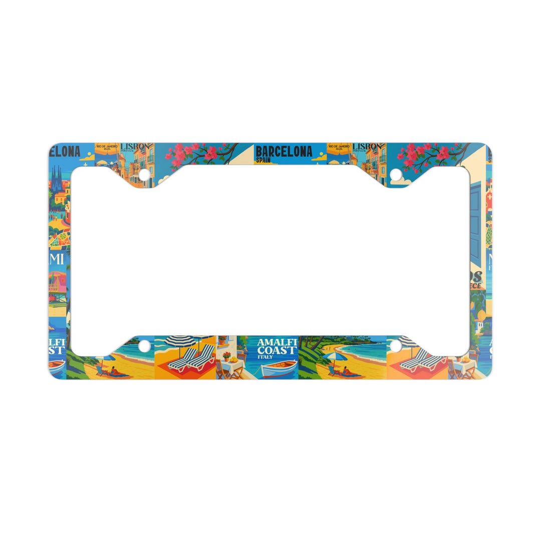 City Stamp License Plate Frame Blue Metal License Frame 4 Hole Car ...