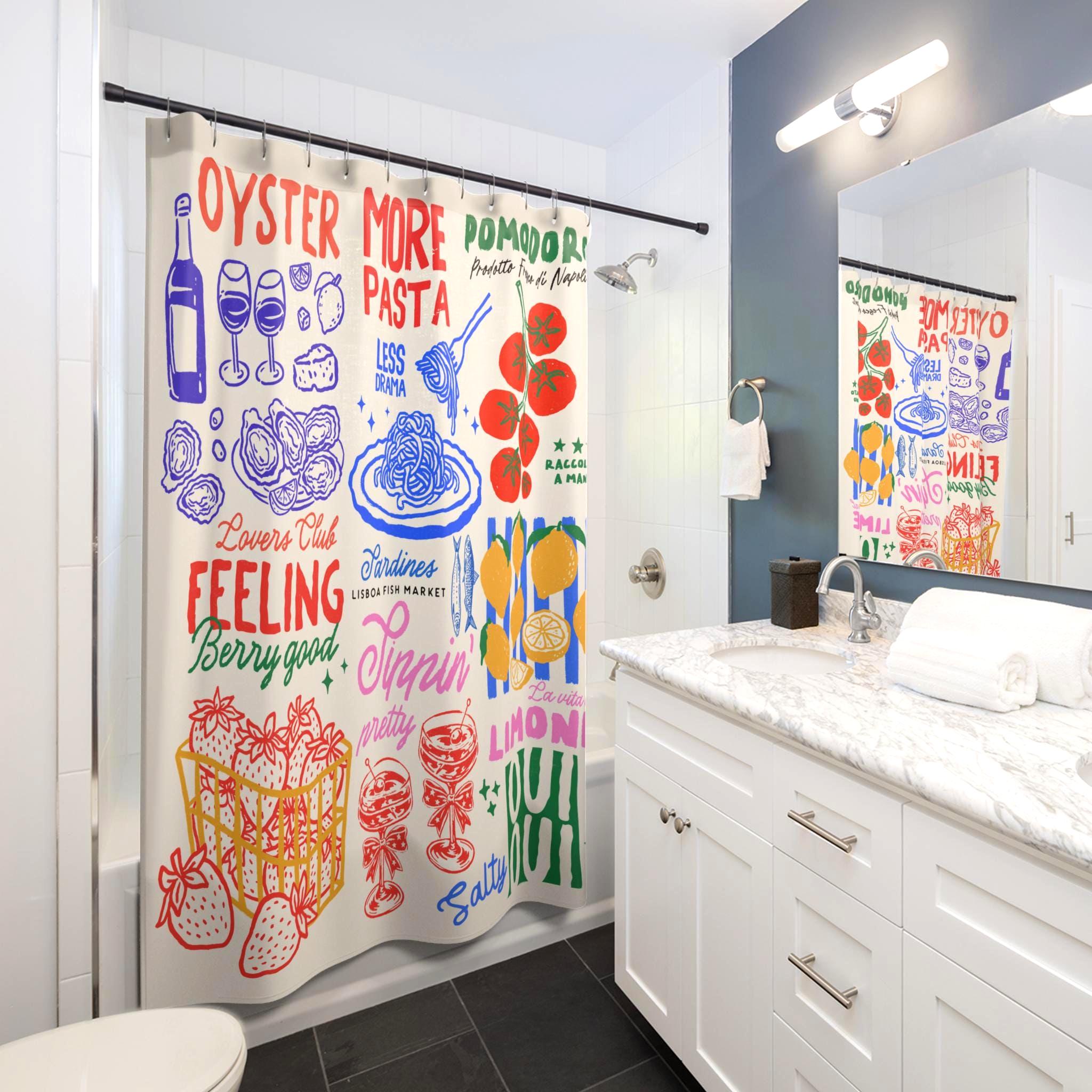 Farmer's Market Shower Curtain Hand Drawn Doodle Shower Curtain Unique ...