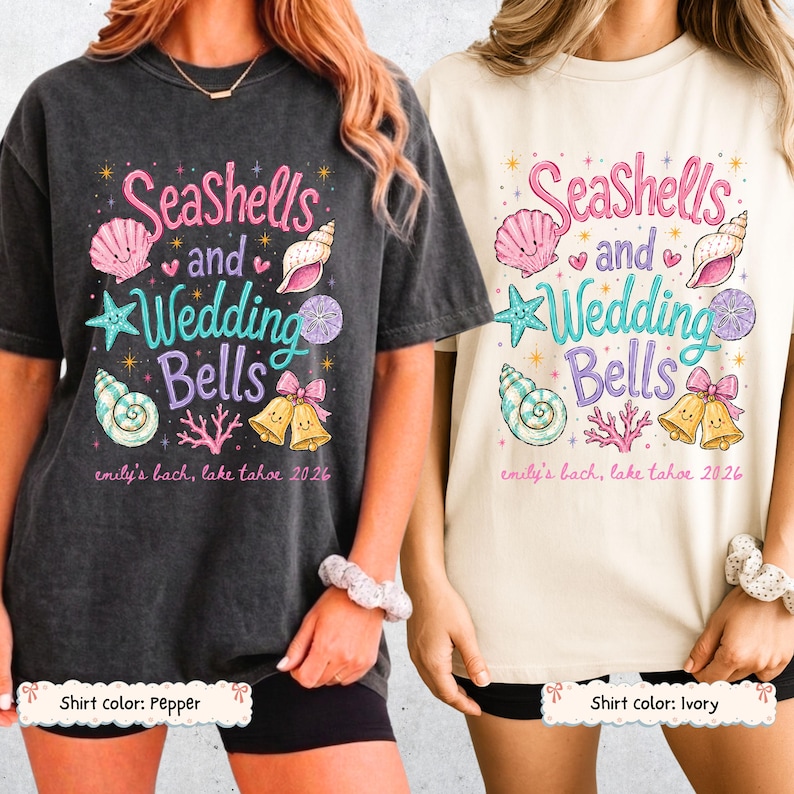Custom Seashell Wedding Bells Bachelorette Shirt Personalized Bridal ...