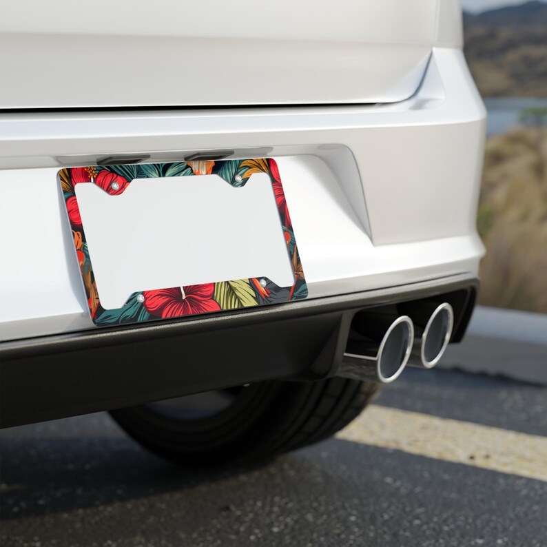 Hawaii License Plate Frame Retro Hibiscus Metal License Frame Tropical ...