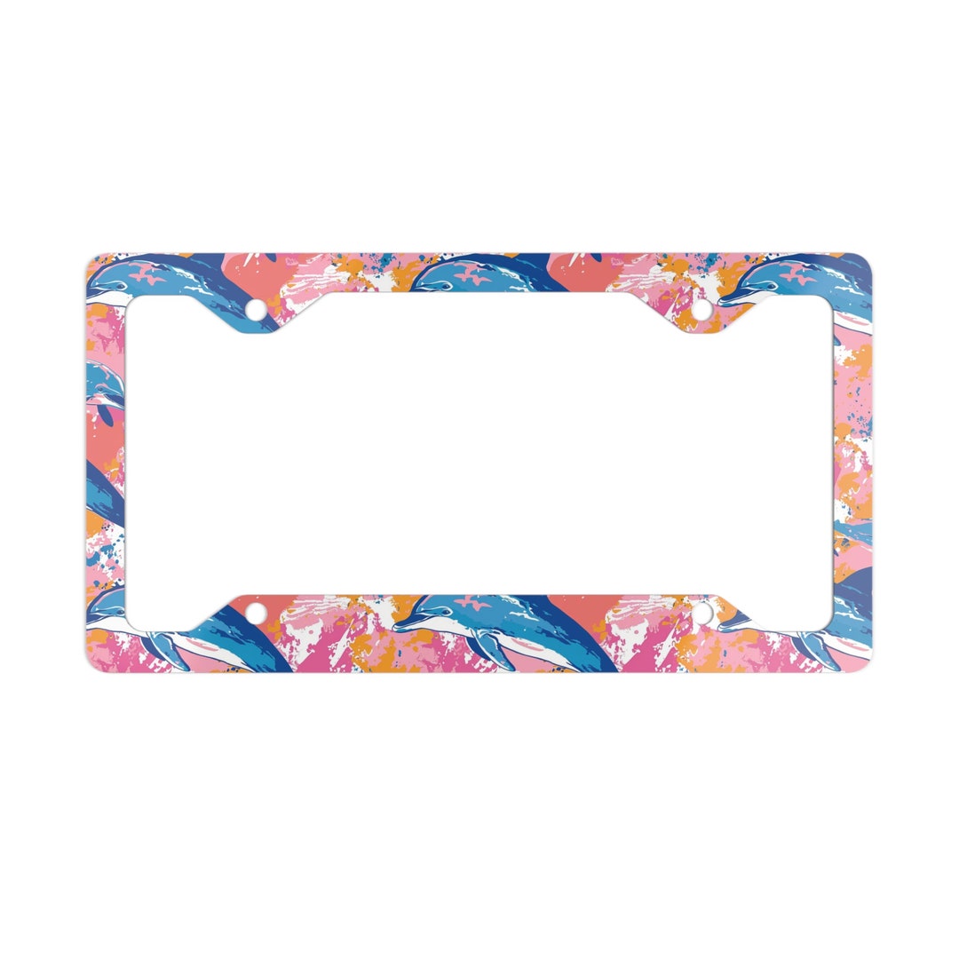 Dolphin License Plate Frame Preppy Metal License Frame Animal Car ...