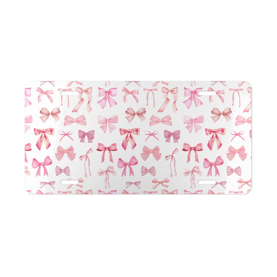 Pink Bow License Plate Cute Ribbon Vanity Plate Softgirl Aesthetic Auto ...