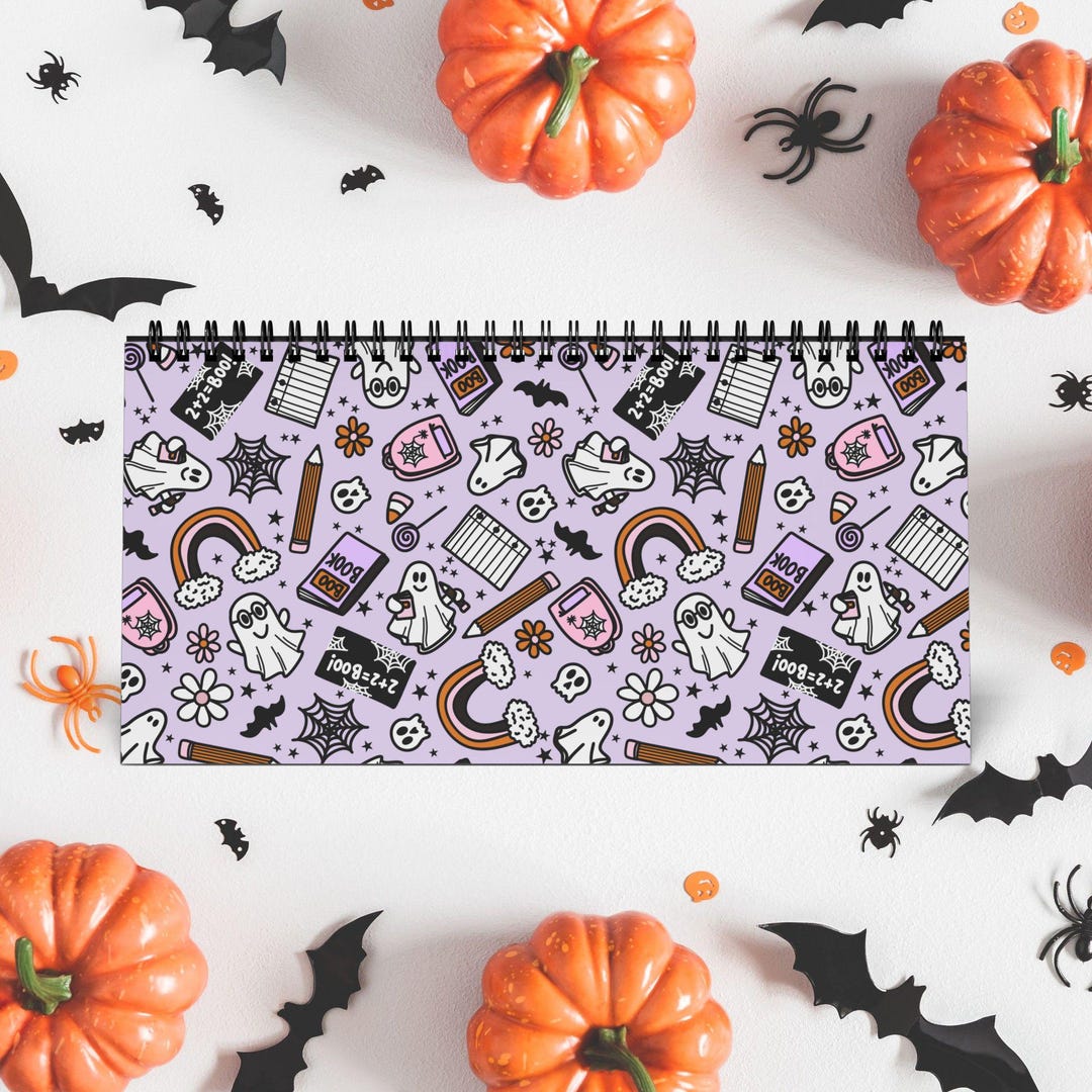 Halloween Desktop Calendar 2025 Grid Ghost Calendar New Year Thank You ...
