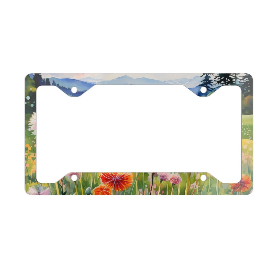Outdoor License Plate Frame Flower License Frame Floral Nature Mountain ...