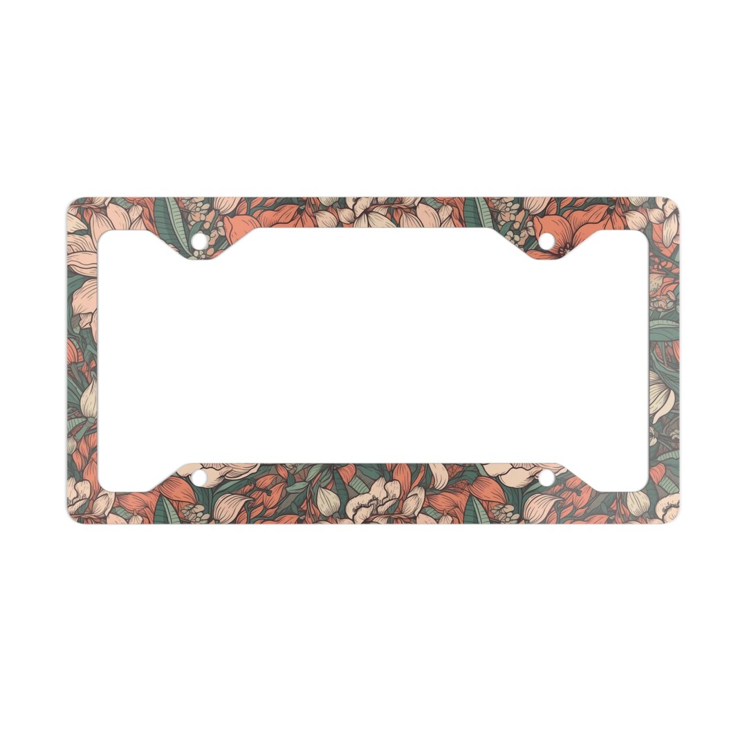 Vintage Floral Metal License Plate Frame for Women Fun Cute Girly Gift ...