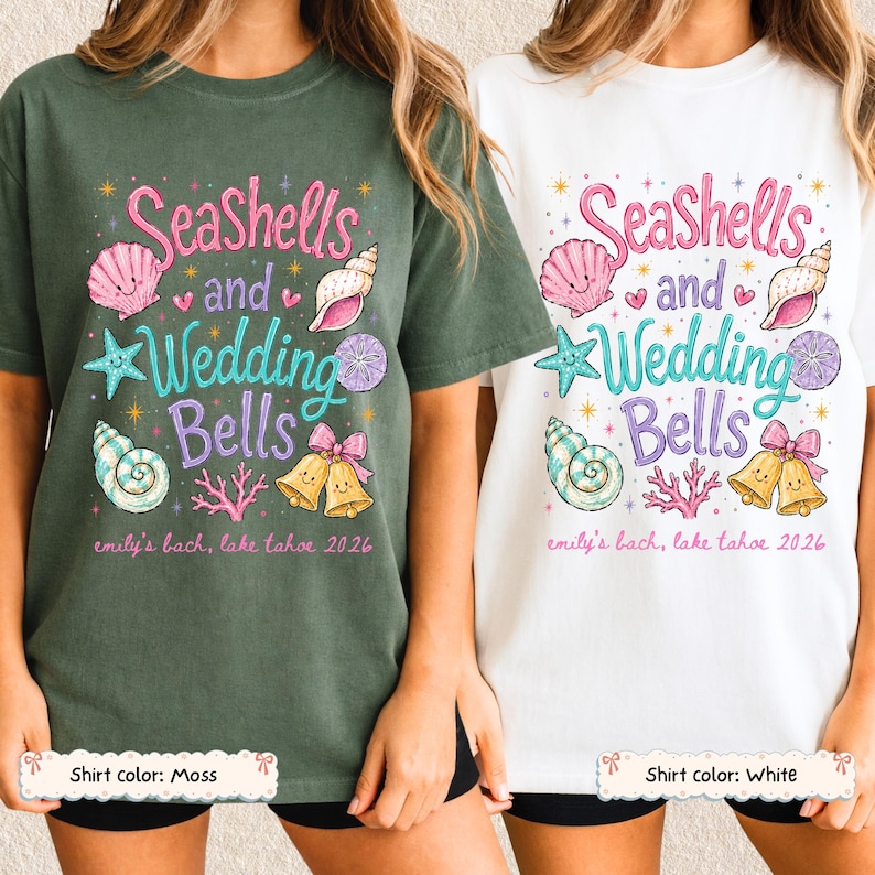 Custom Seashell Wedding Bells Bachelorette Shirt Personalized Bridal ...