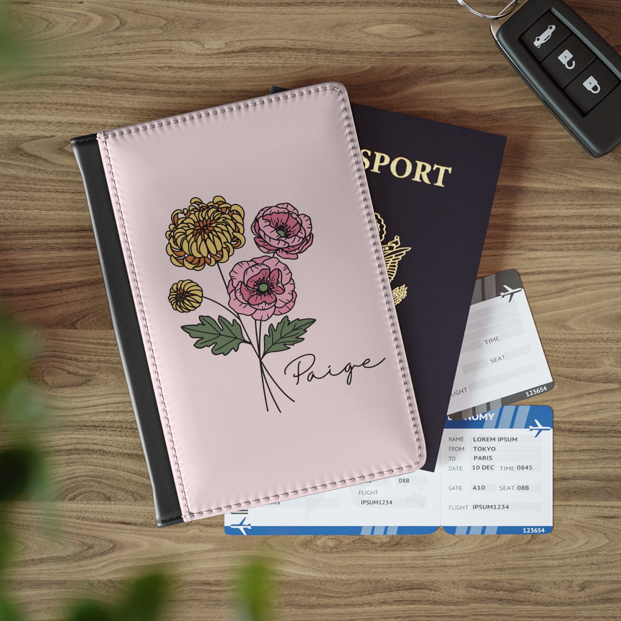 Custom Birth Month Flower Passport Cover Personalized Name Passport ...