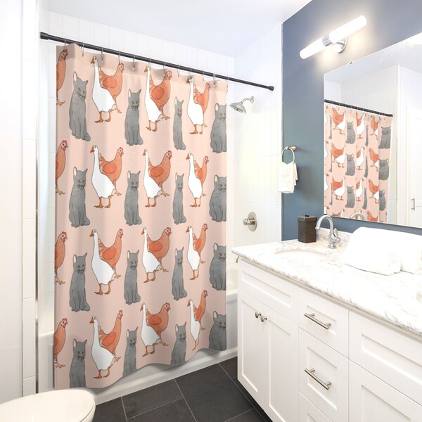 Pink Chicken Shower Curtain - Etsy