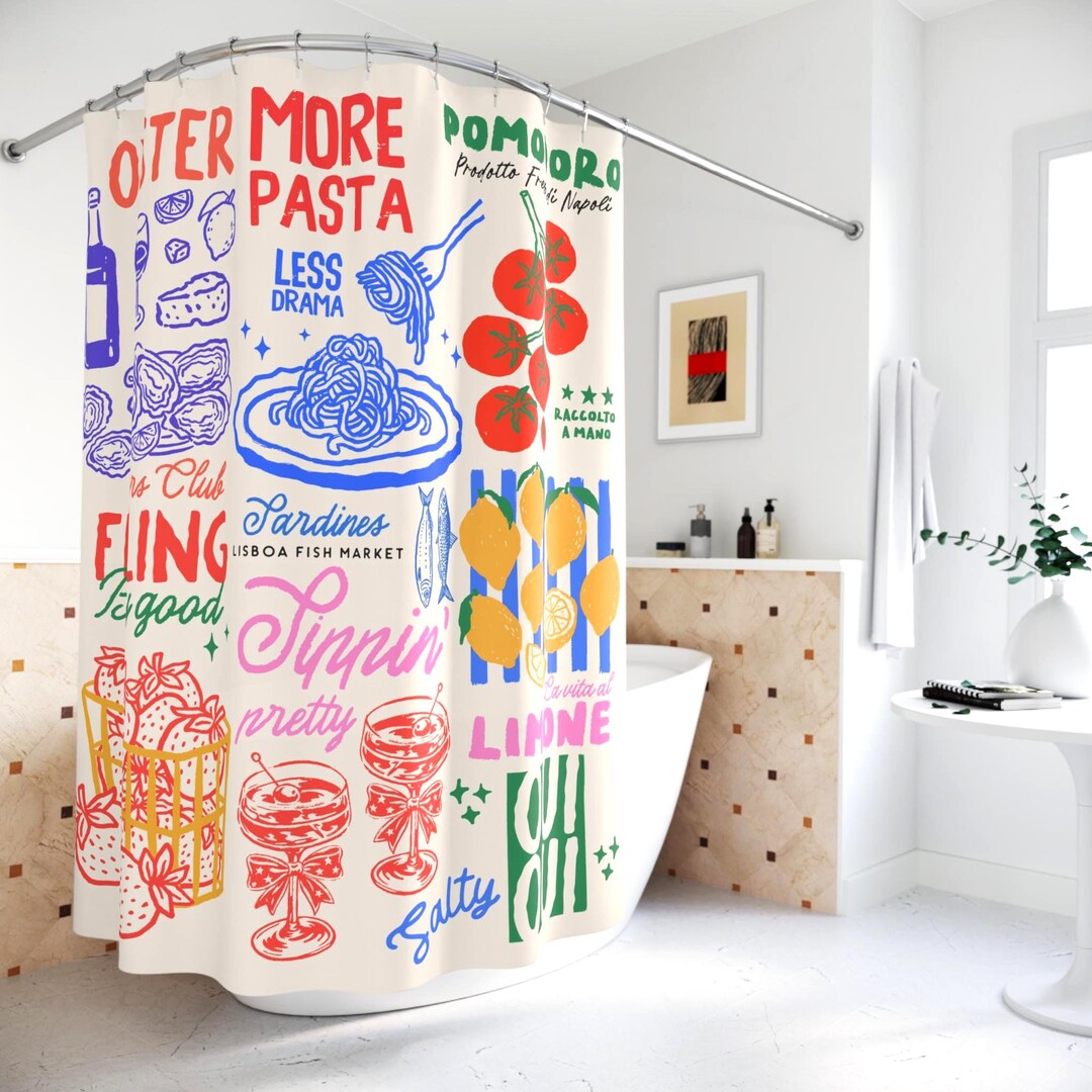 Farmer's Market Shower Curtain Hand Drawn Doodle Shower Curtain Unique ...