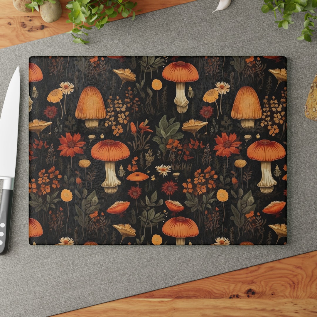 Cottagecore Glass Cutting Board Wildflower Plant Chopping Board Cute ...