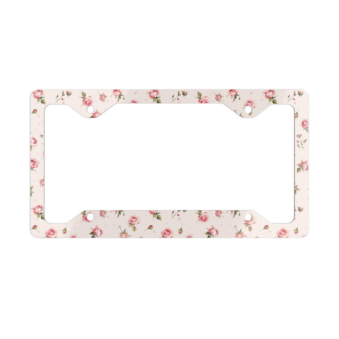 Rose License Plate Frame Pink Bows Metal License Frame Summer Spring ...
