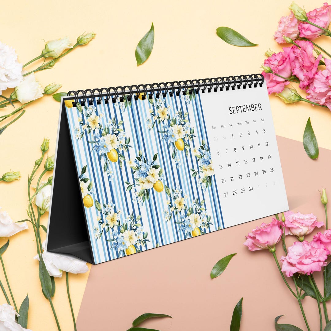 Custom Initial Desk Calendar 2026 Personalzied Monogram Grid Calendar ...