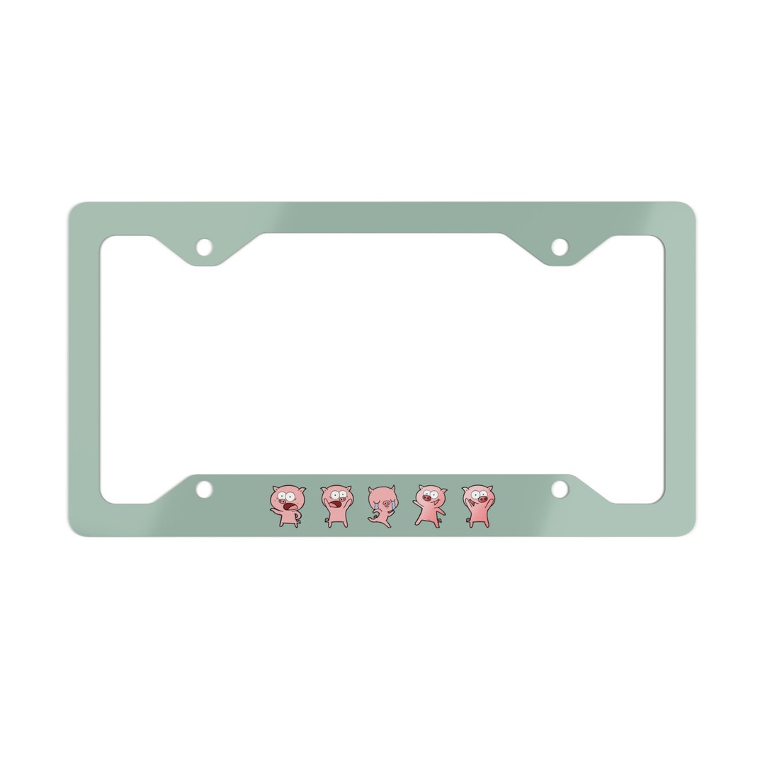 Cute Pig Sage Green Metal License Plate Frame for Women Fun Cute Anime ...