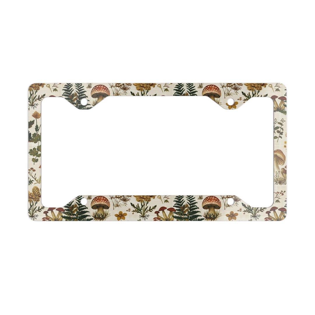 Mushroom License Plate Frame Metal License Frame Nature Car Accessory ...