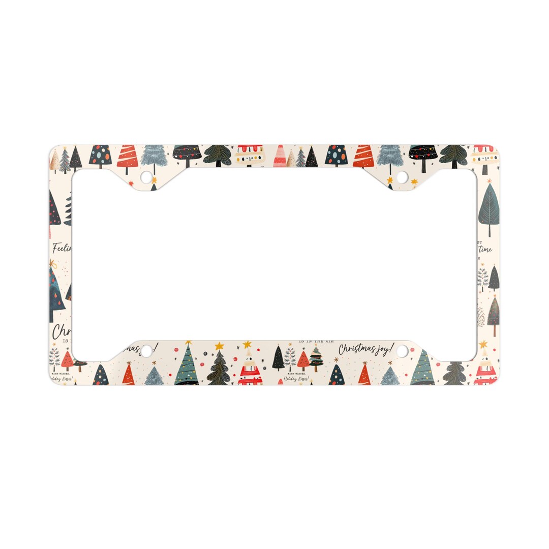 Christmas License Plate Beige Metal License Frame 4 Hole Car Accessory ...