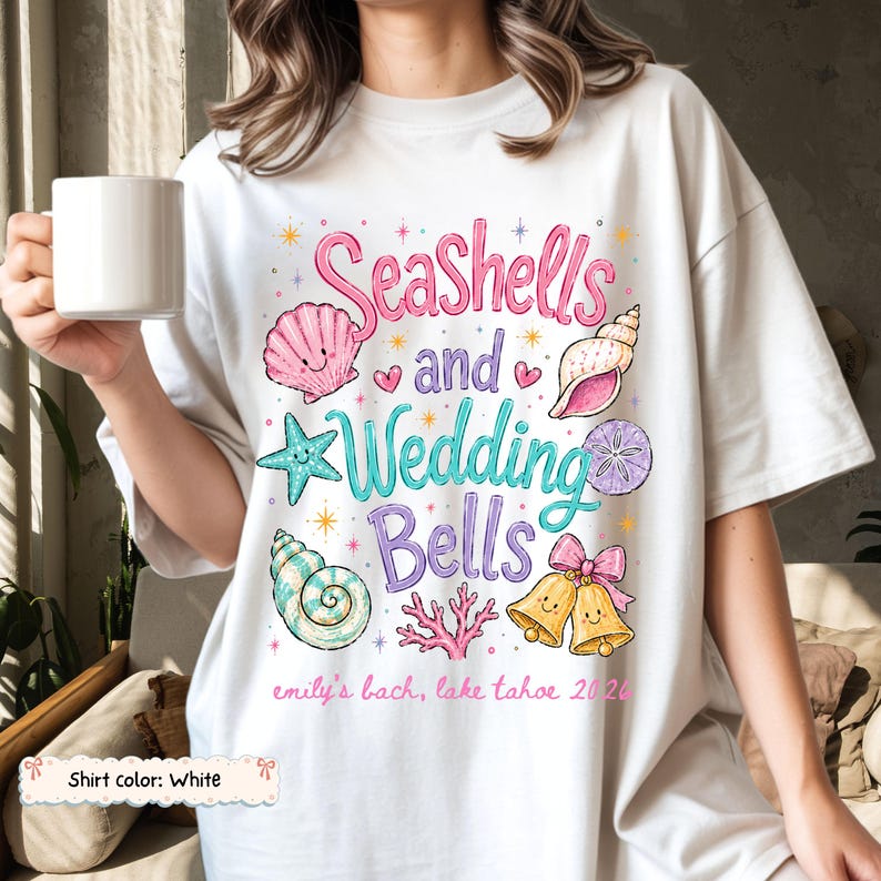 Custom Seashell Wedding Bells Bachelorette Shirt Personalized Bridal ...