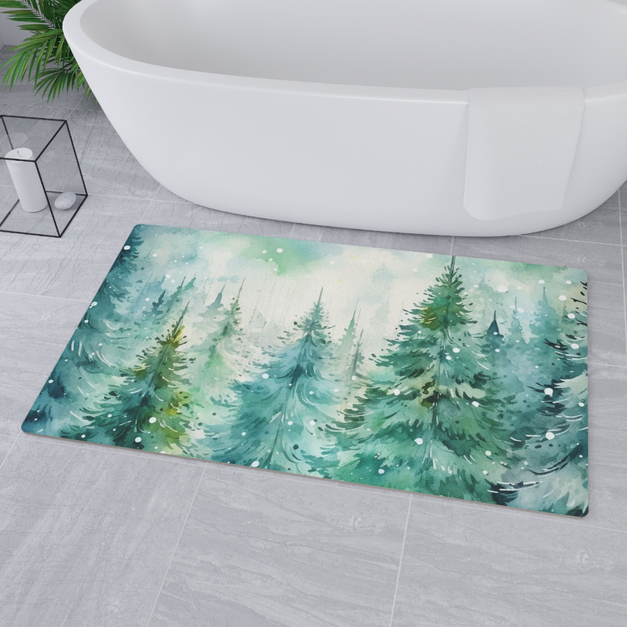Pine Tree Floor Mat Evergreen Bath Mat Pine Tree Indoor Mat - Etsy