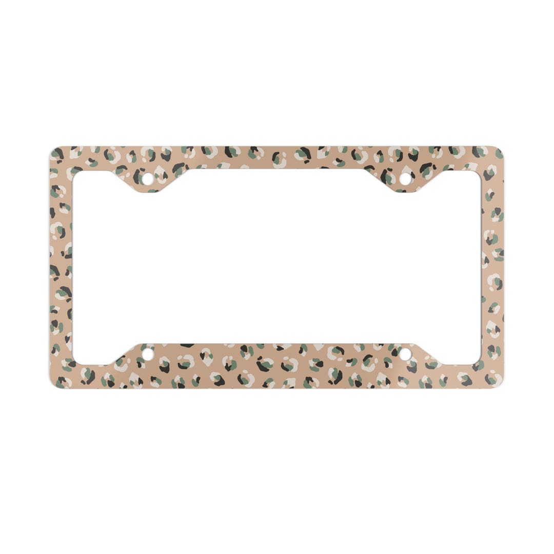 Leopard License Plate Frame Metal License Frame 4 Hole Car Accessory ...