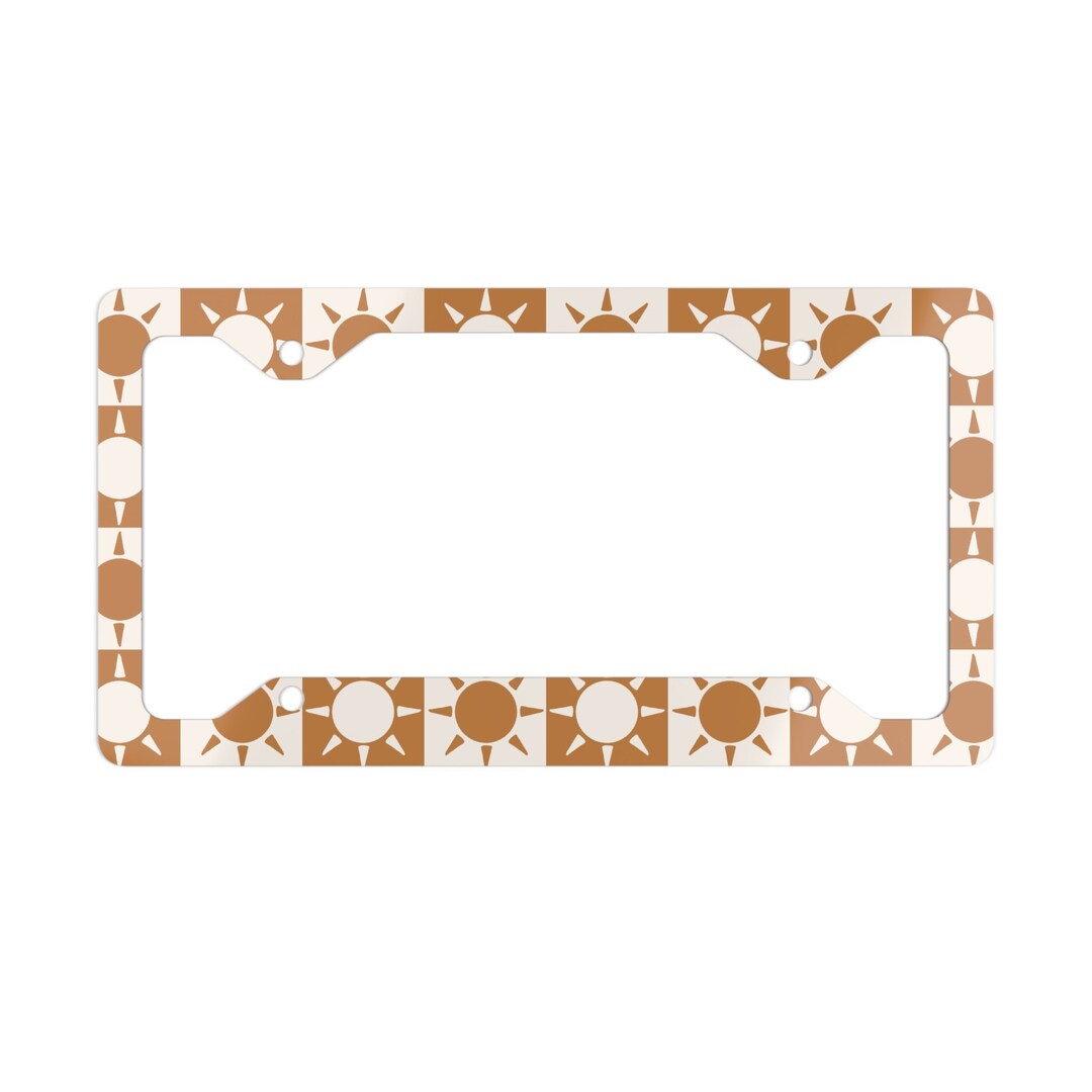 Boho License Plate Frame Sun Metal License Frame Tan Beige Car ...