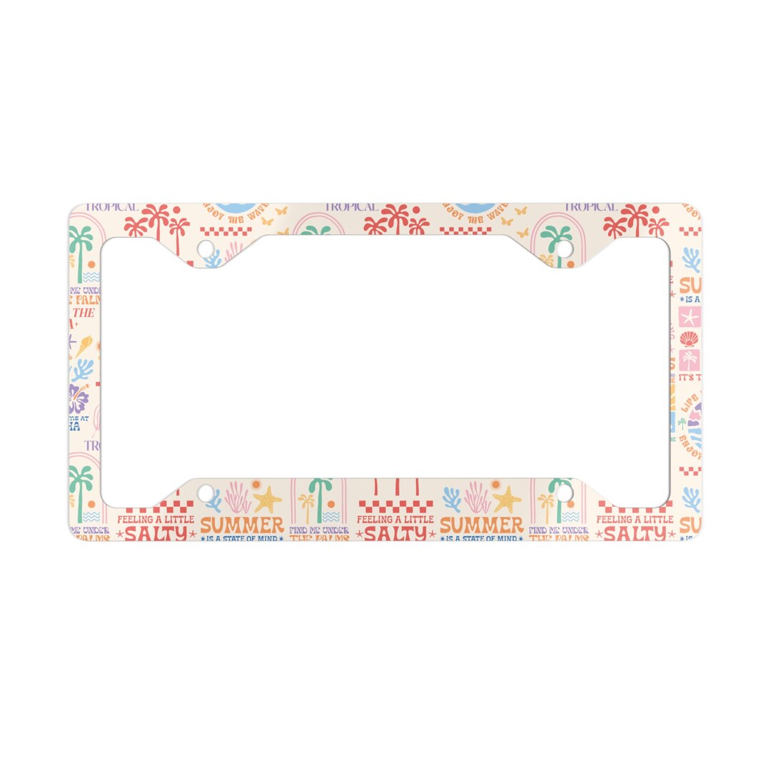 Palm Tree License Plate Metal License Frame 4 Hole Car Accessory Plate ...