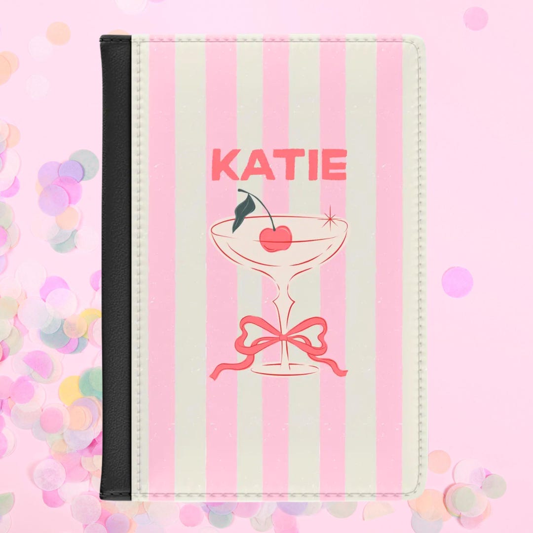 Personalized Cherry Cocktail Passport Cover Pink Stripe Passport Cover ...