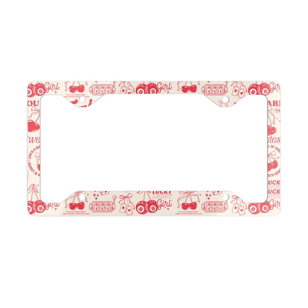 Lucky License Plate Frame Cherry Metal License Frame 4 Hole Car ...