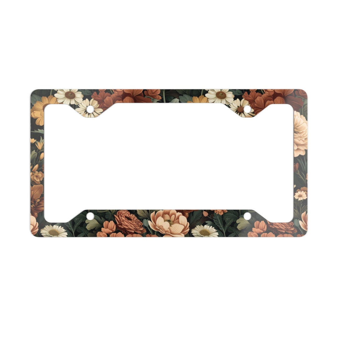 Vintage Wildflower License Plate Frame Floral Metal License Frame Boho ...