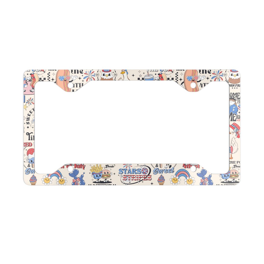4th of July License Plate Frame Metal License Frame 4 Hole Car ...