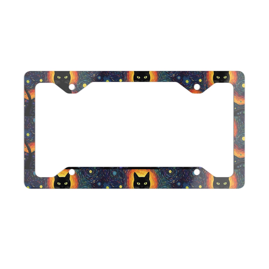 Black Cat License Plate Frame Sky Metal License Frame Car Accessories ...