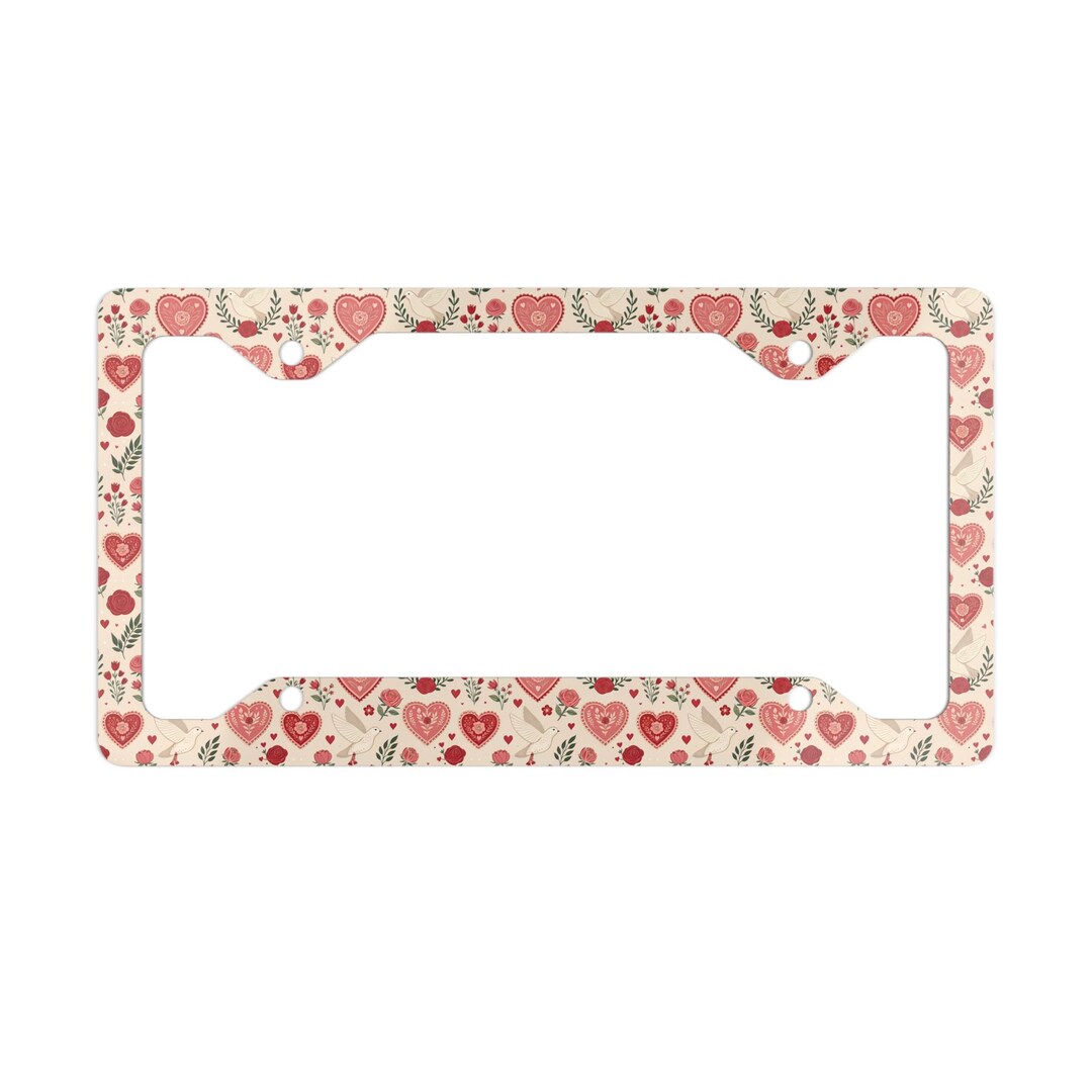 Vintage Heart Frame License Plate Frame Metal License Frame 4 Hole Car ...