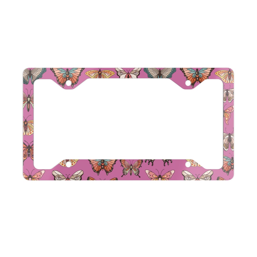 Butterfly License Plate Frame Pink License Frame Insects Car ...